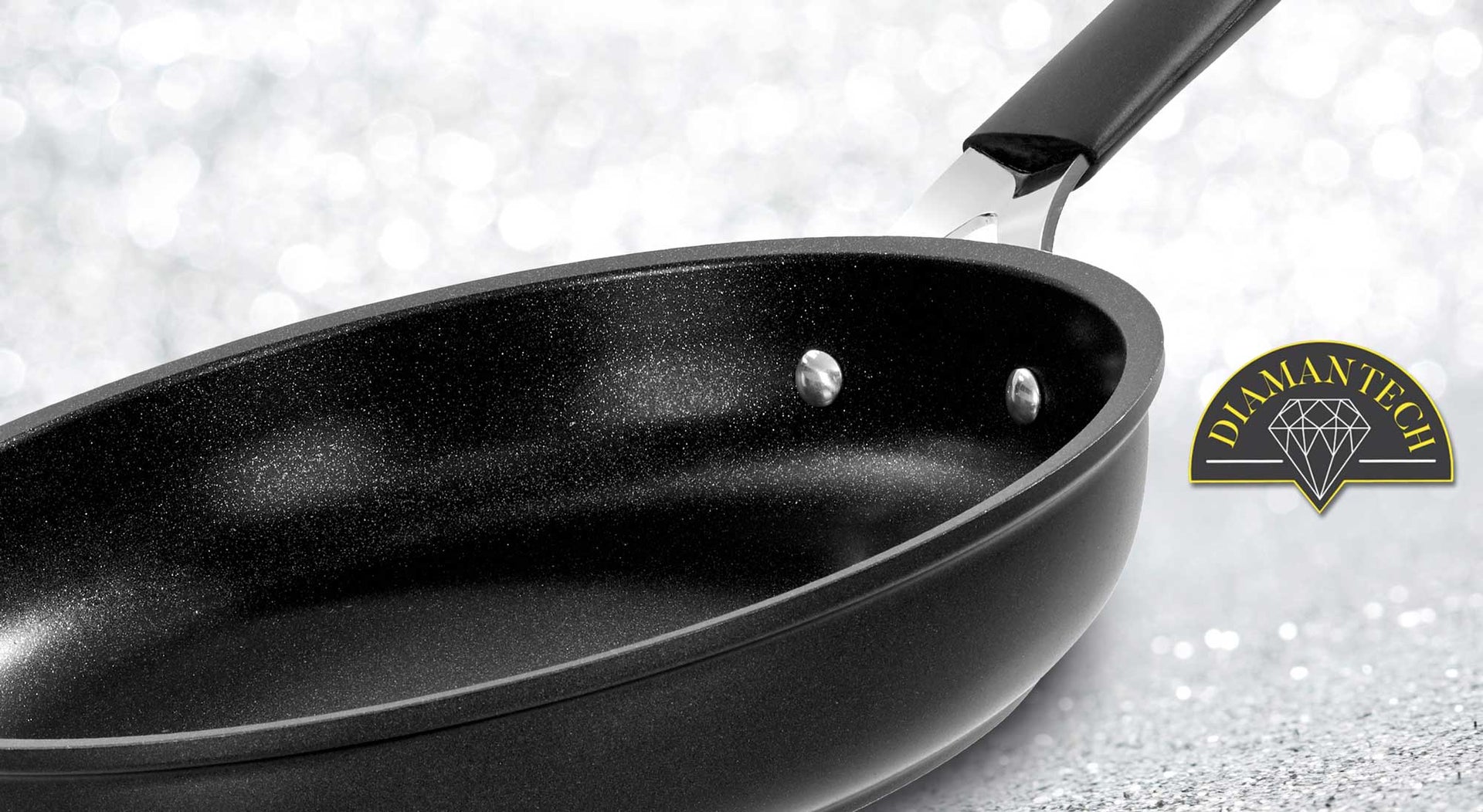 robust non-stick pans, reinforced with titanium and diamond, 33 carati ...