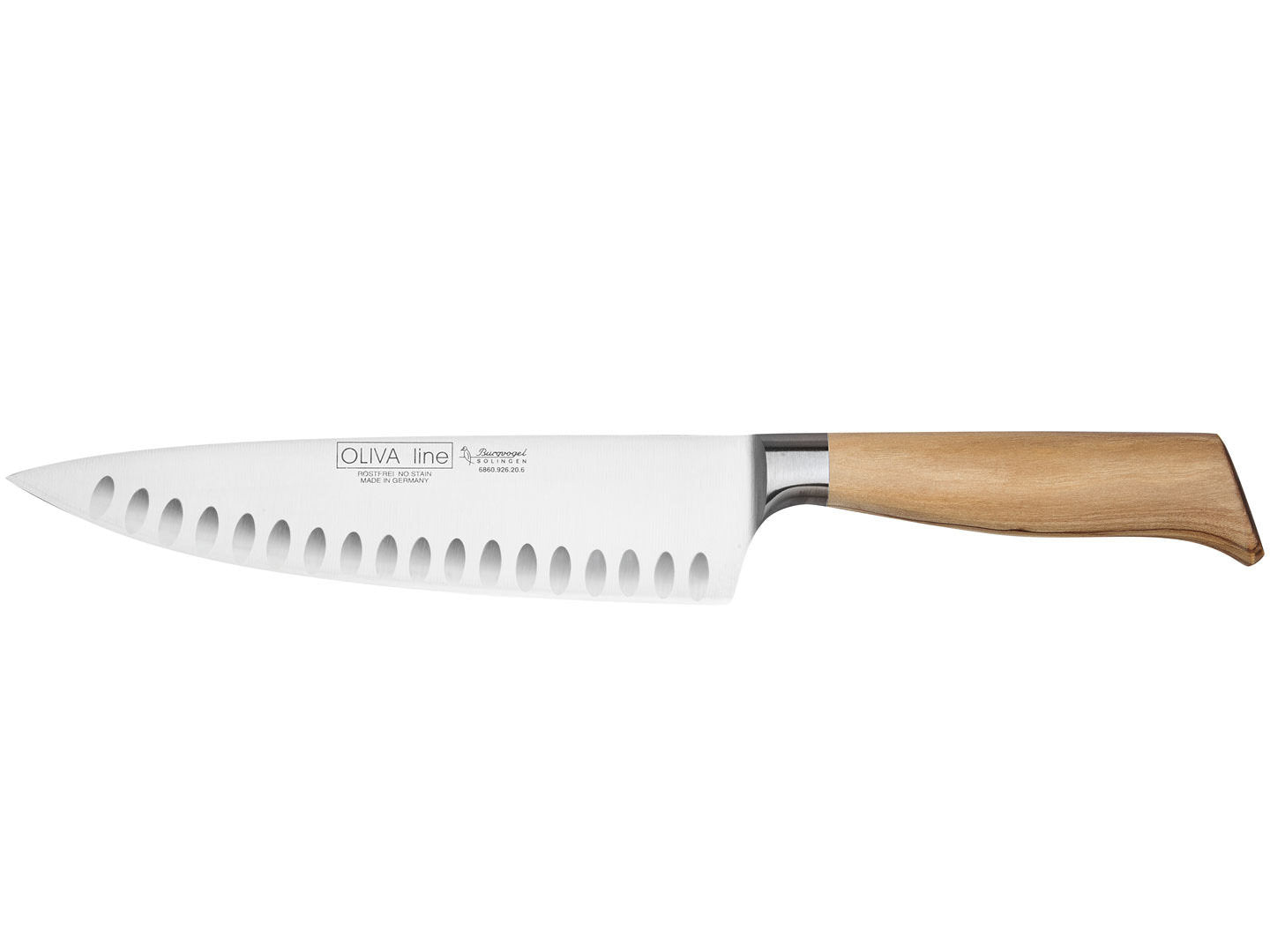 chef's knife Solingen olive wood hollow edge – pfannenprofis.com
