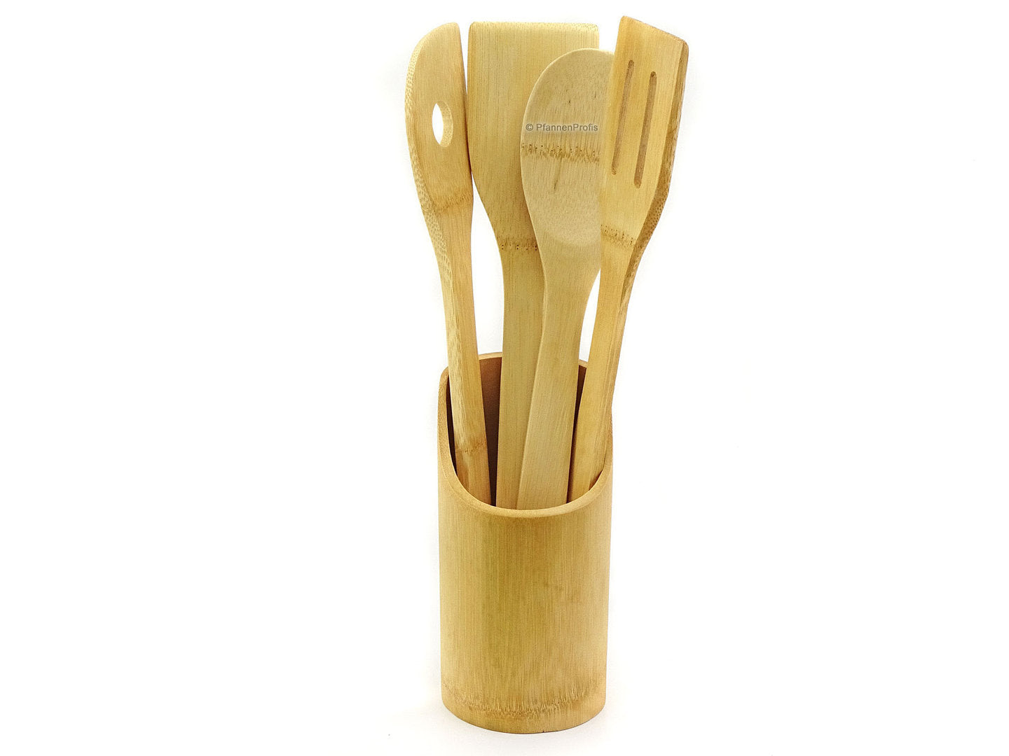 kitchen utensils set bamboo spatulas stand – pfannenprofis.com